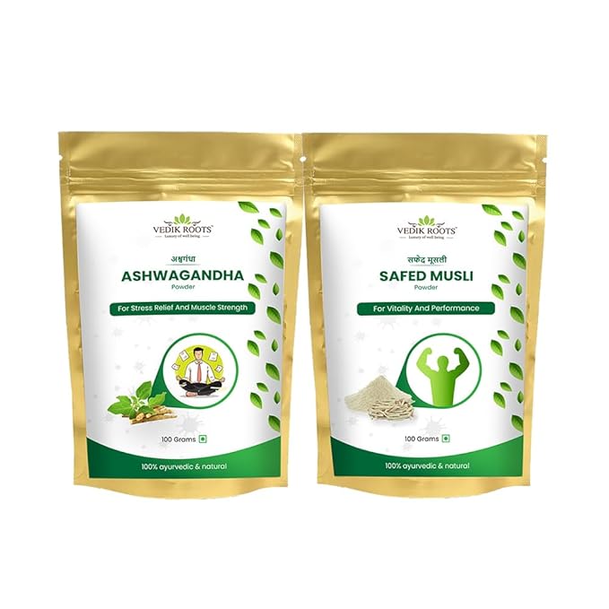 Ashwagandha Powder & Safed Musli Powder Combo – Vedikroots